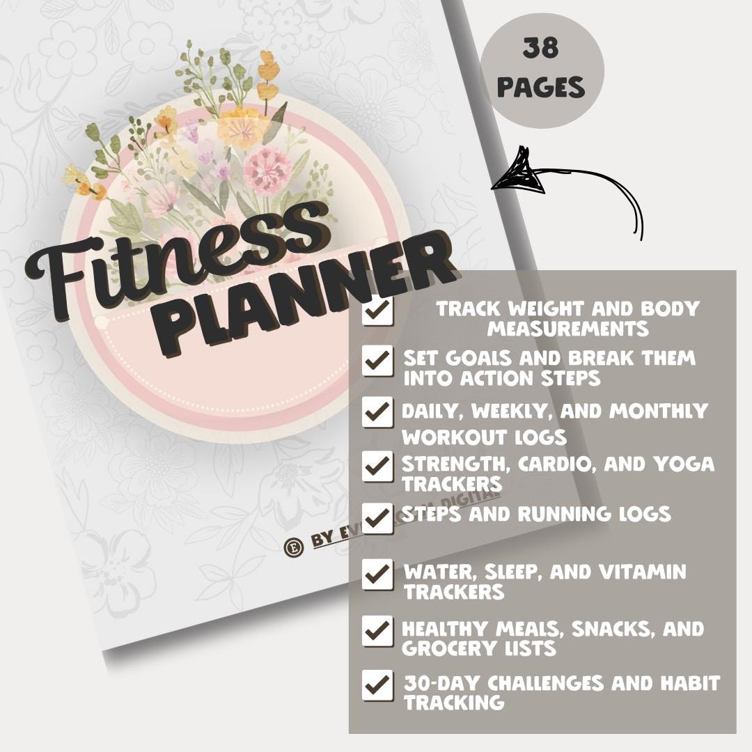 Fitness Planner Printable PDF | 38 Page Workout Tracker, Weight Loss ...