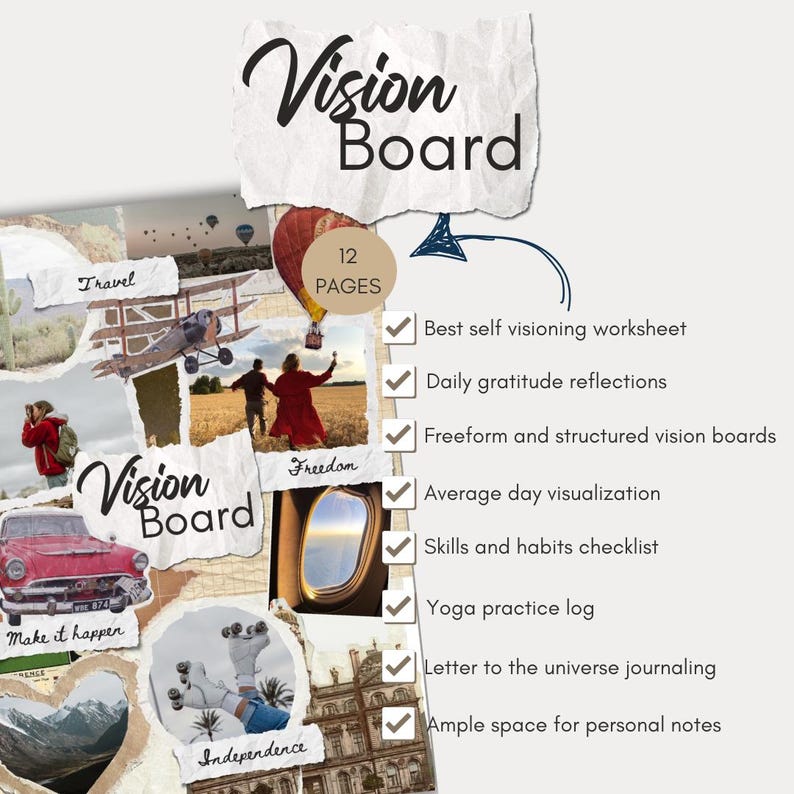 Vision Board Planner Printable PDF | Manifestation Journal, Personal ...