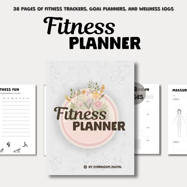 Fitness Planner Printable PDF | 38 Page Workout Tracker, Weight Loss ...