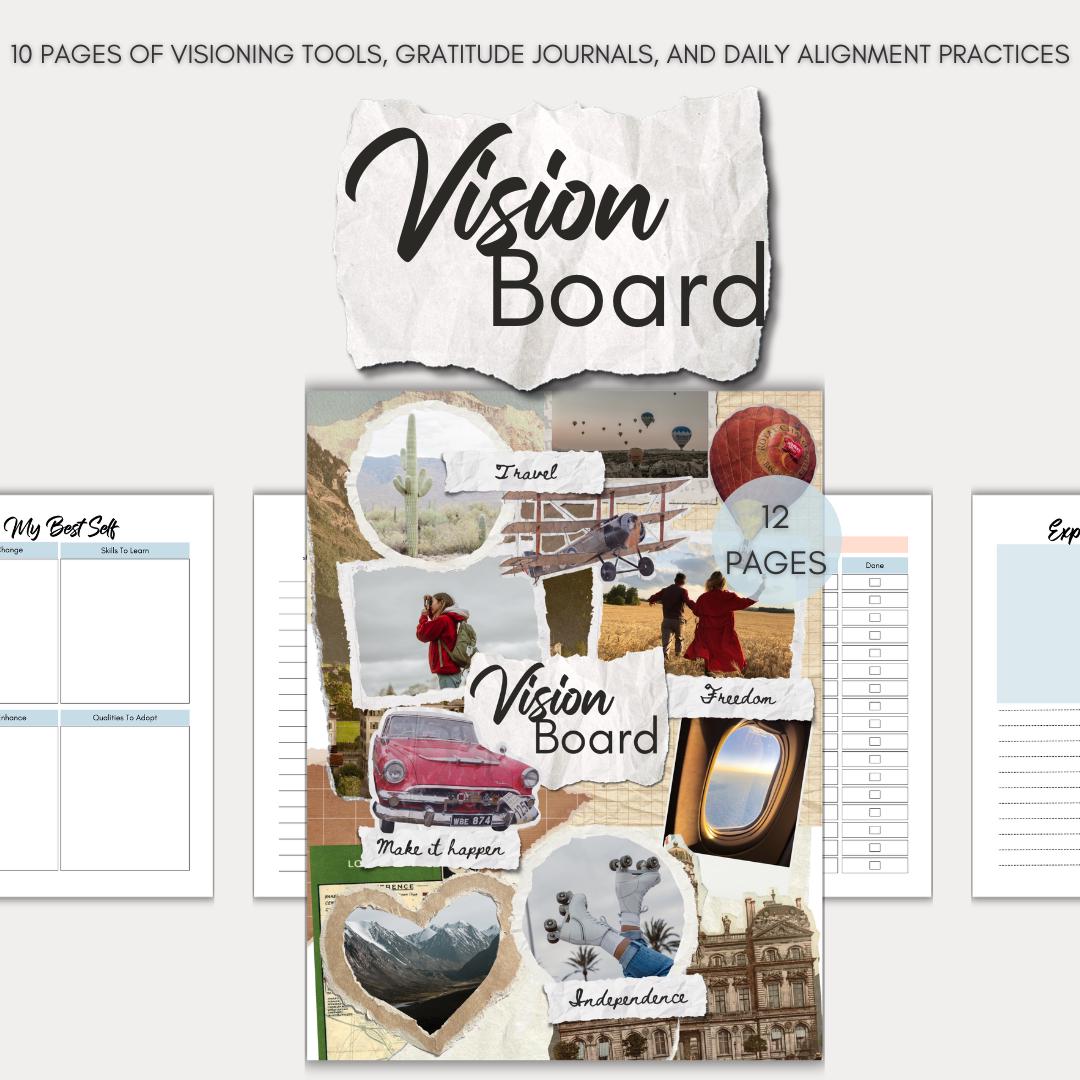 Vision Board Planner Printable PDF | Manifestation Journal, Personal ...