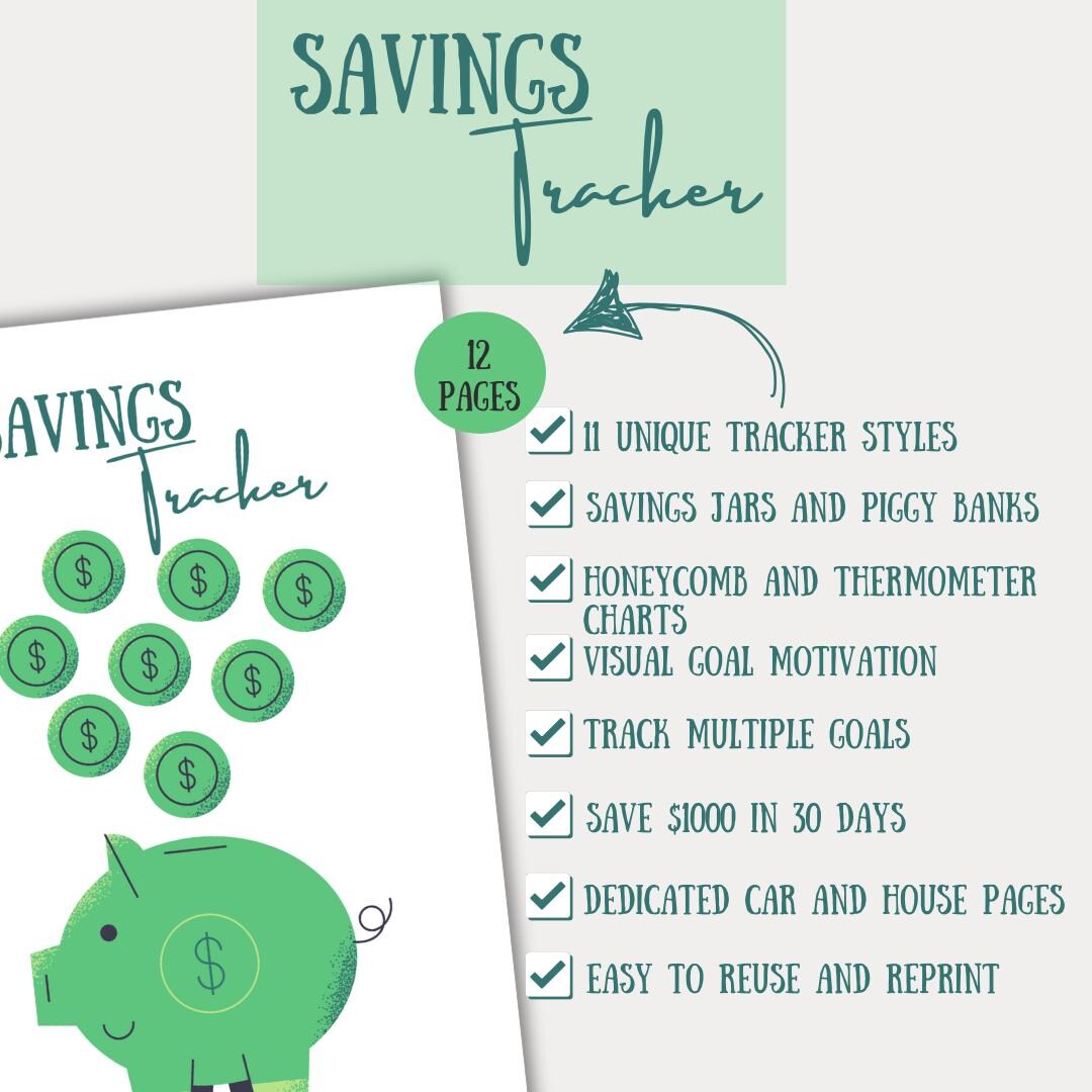 Savings Tracker Printable PDF | Visual Savings Jar, Piggy Bank ...