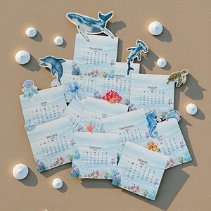 2026 Ocean Desk Calendar With Stand | Coastal Sea Life | Sea Animals - Etsy