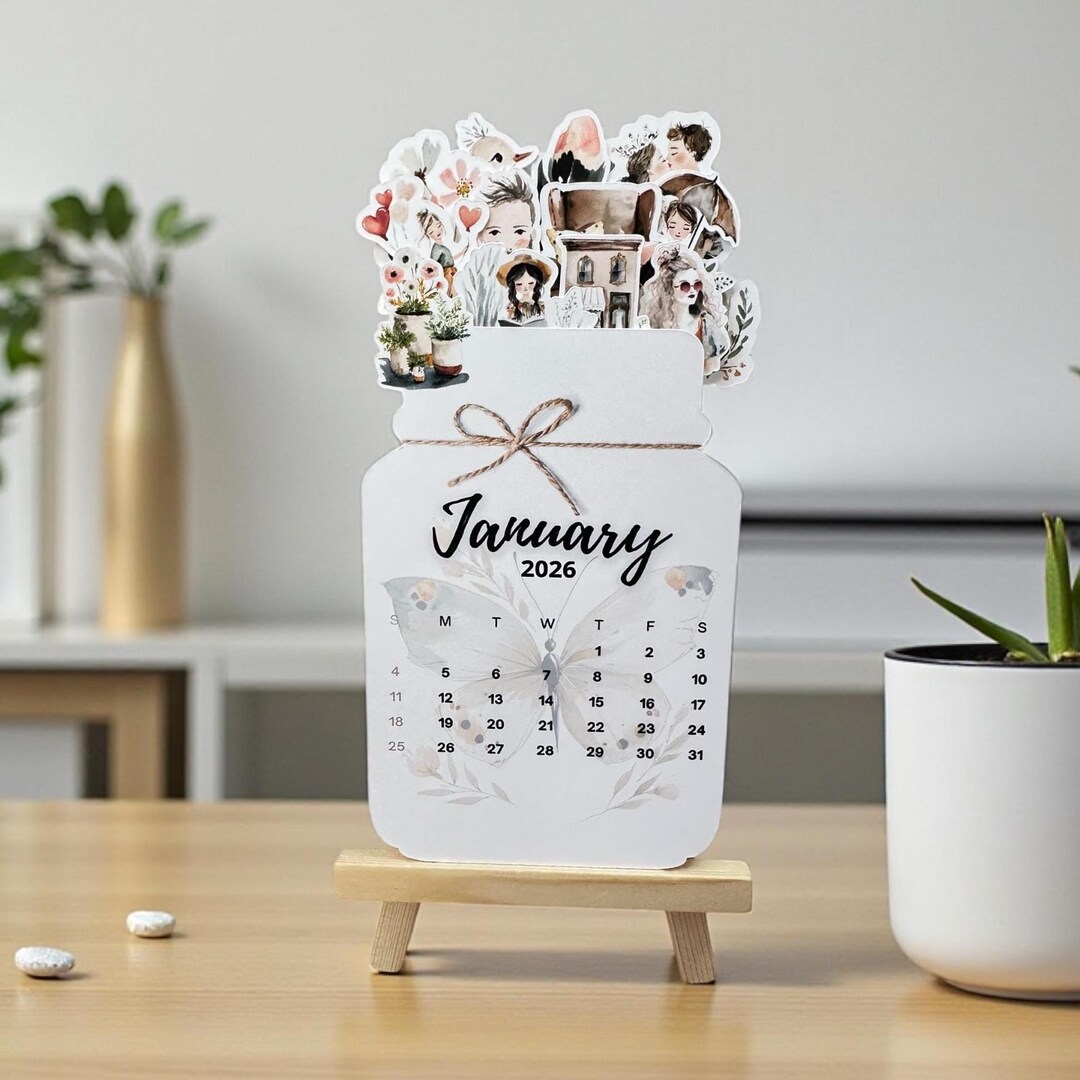 Watercolor People 2026 Desk Calendar: Thick Cardstock With Wooden Stand ...