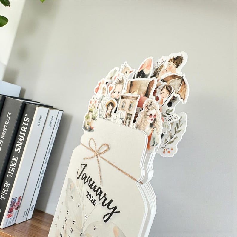 Watercolor People 2026 Desk Calendar: Thick Cardstock With Wooden Stand ...