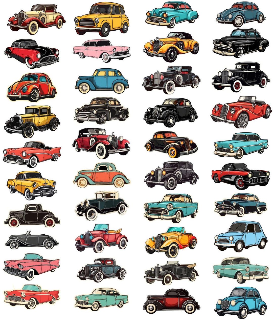 Vintage Car Sticker Set|decal Vinyl Waterproof| Gift Fior Him - Etsy