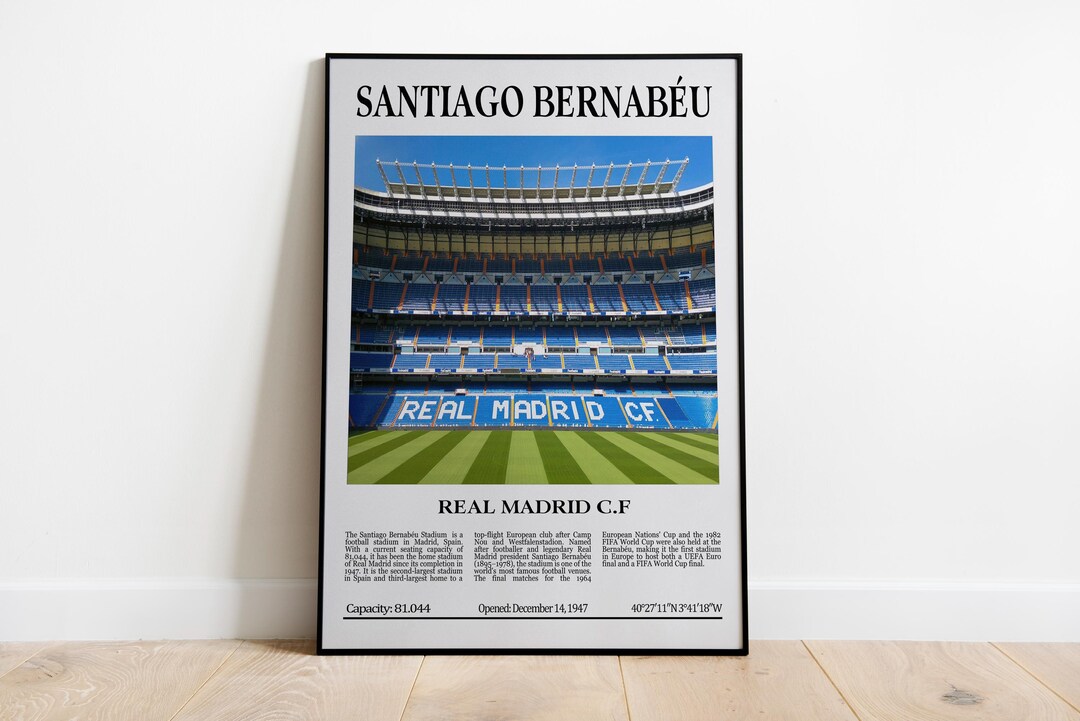 Santiago Bernabeu Poster, Real Madrid CF Stadium Print, Bernabeu Wall ...