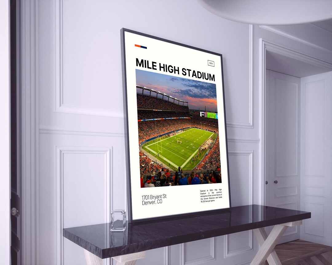 Mile High Stadium Poster, Denver Broncos Poster Print, NFL Stadium ...