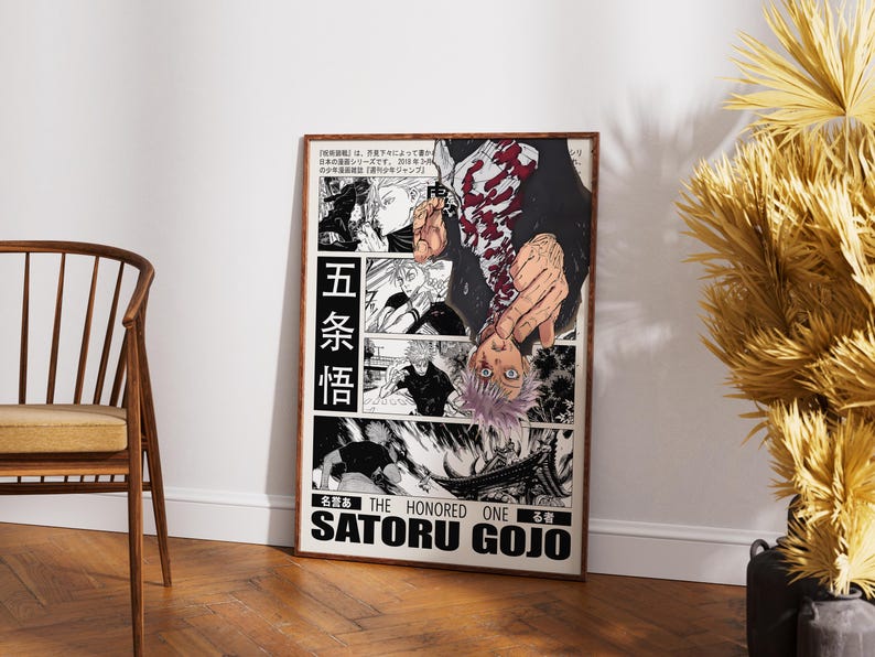 Satoru Gojo Jujutsu Kaisen Anime Poster Print, JJK Manga Artwork Home ...
