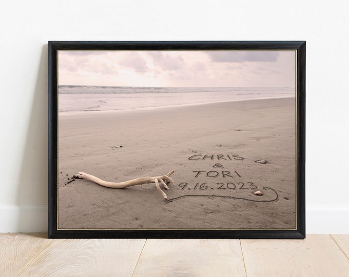 Personalized Names in Sand Photo, Coastal Decor, Custom Beach Art ...