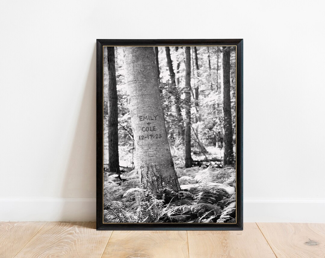 Personalized Art Print, Couples Names Carved in Tree, Custom Home Decor ...