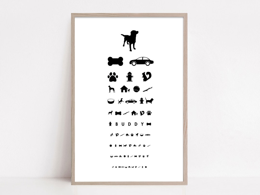 Custom Dog Eye Chart, Pet Corner Décor, Pet Bedroom Print, Puppy Room ...