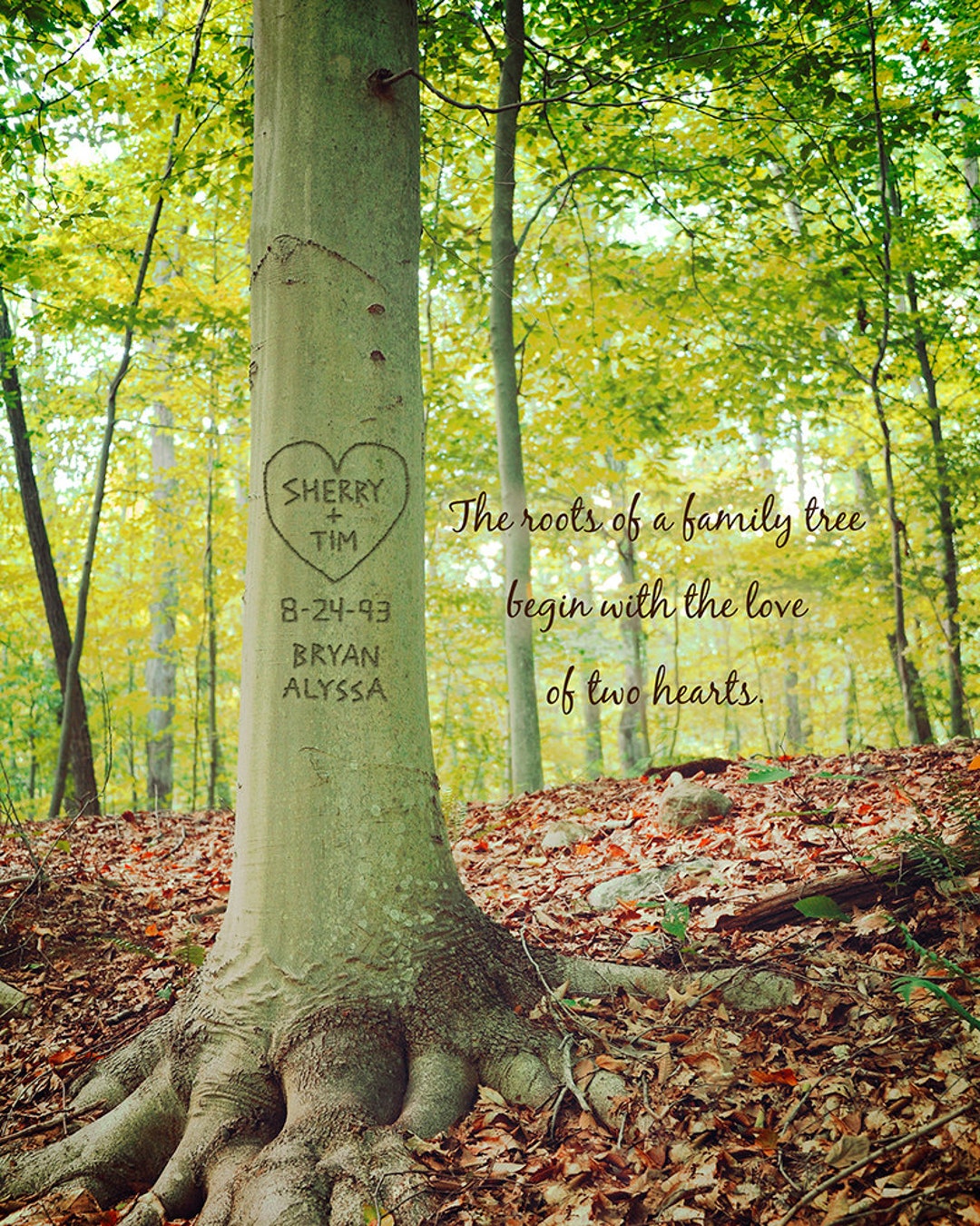 Personalized Tree Art Roots of Love Family Tree Print - Etsy