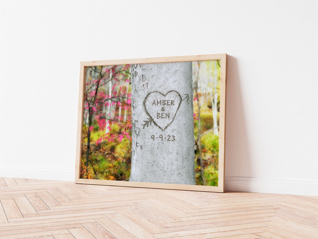 Personalized Carved Heart Tree, Couples Gift, Personalized Print ...