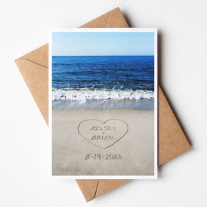 Personalized Beach Card, Custom Wedding Card, Beach Stationary, Names ...
