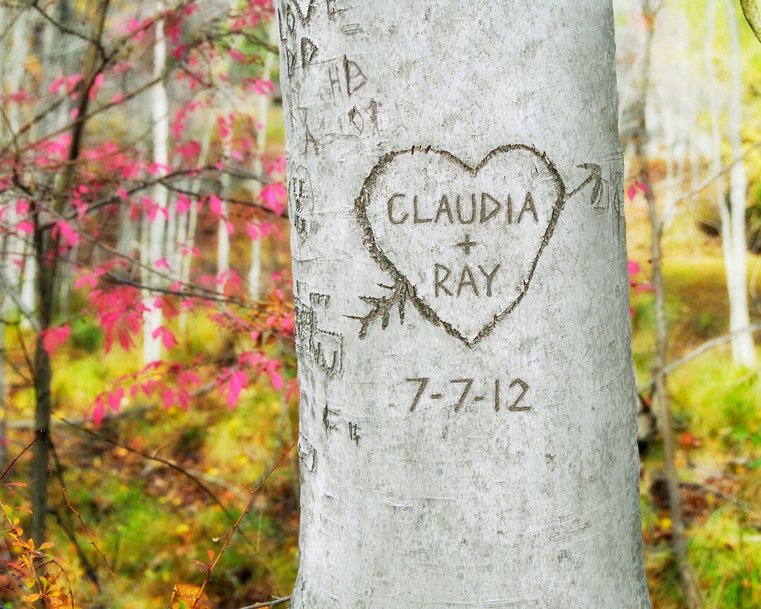 Personalized Carved Heart Tree Couples Gift Personalized - Etsy