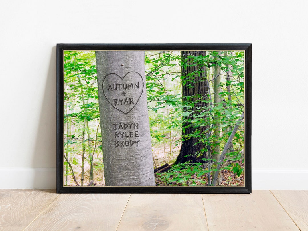 Personalized Tree Family Art Print, Tree Carving Personalized Art ...
