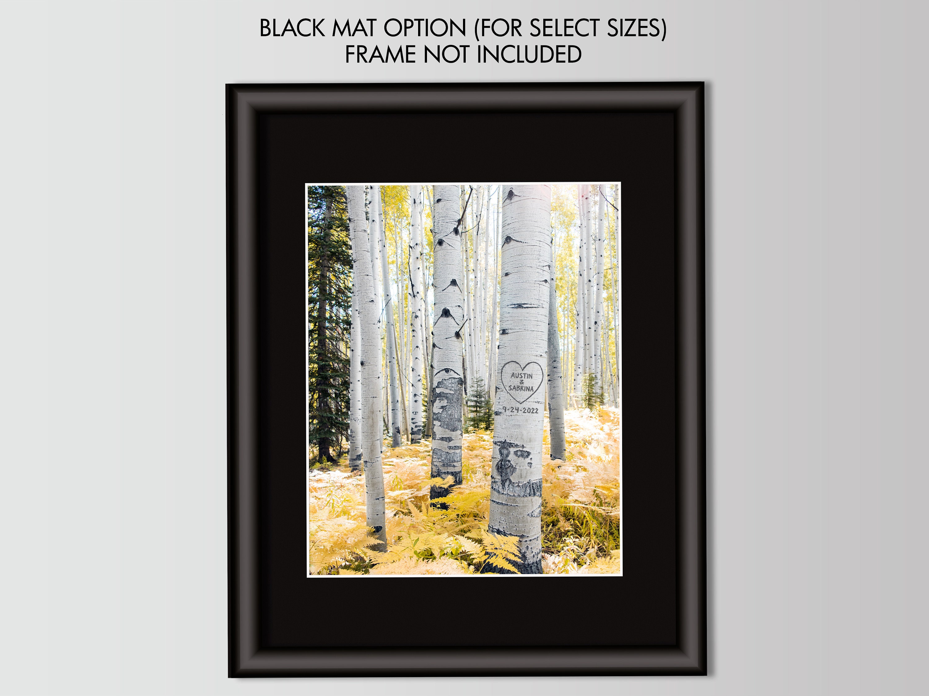 Custom Tree Carving Print, Aspen Forest, Birch Trees, Gift for Couple ...