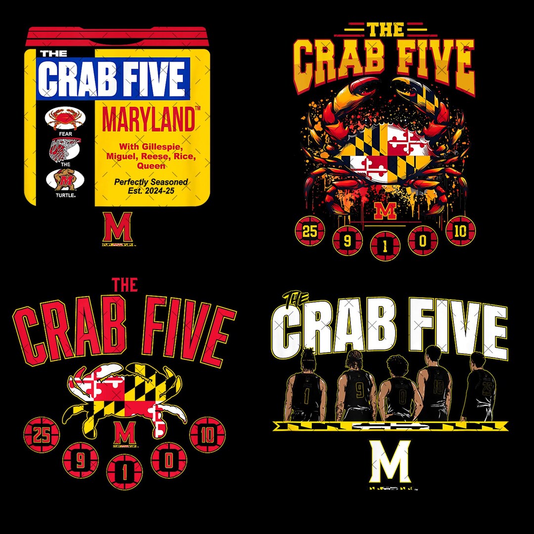 The Crab Five Crab Flag Maryland Bundle Png, Maryland Flag, PNG ...