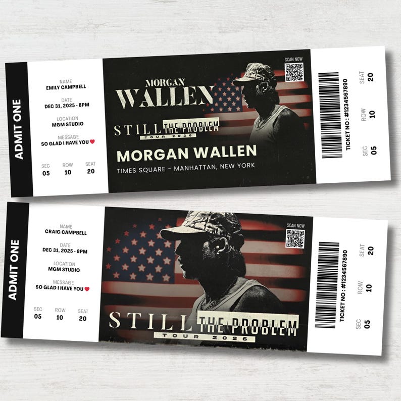 Editable Morgan Wallen Concert Surprise Tickets Printable Fake Tickets ...