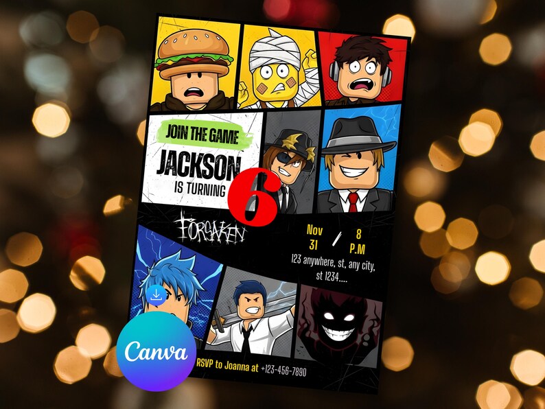 Invitación de Roblox, Invitación de Forsaken, Invitación para fiesta de ...