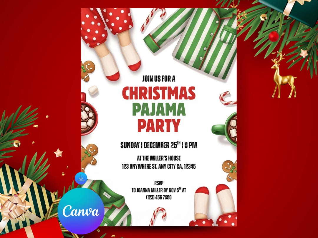 Oh What Fun Christmas Party Invitation, Whimsical Hand Drawn Christmas ...