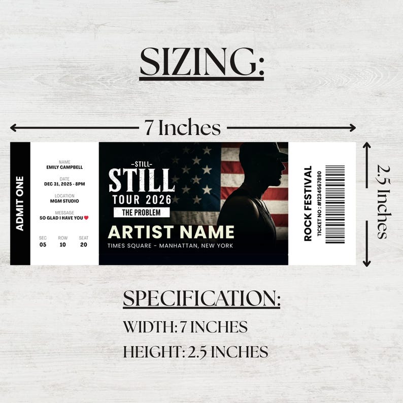 Editable Concert Ticket Template, DIY Event Ticket, Surprise Gift ...