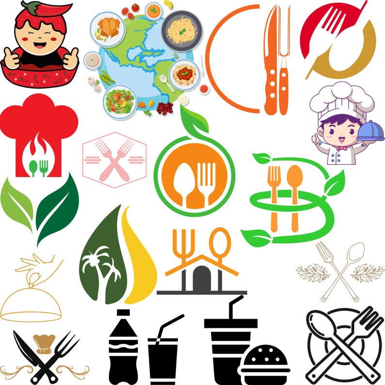 Food Logo SVG Pack - 100 Unique Food Logos for Restaurants, Cafes ...