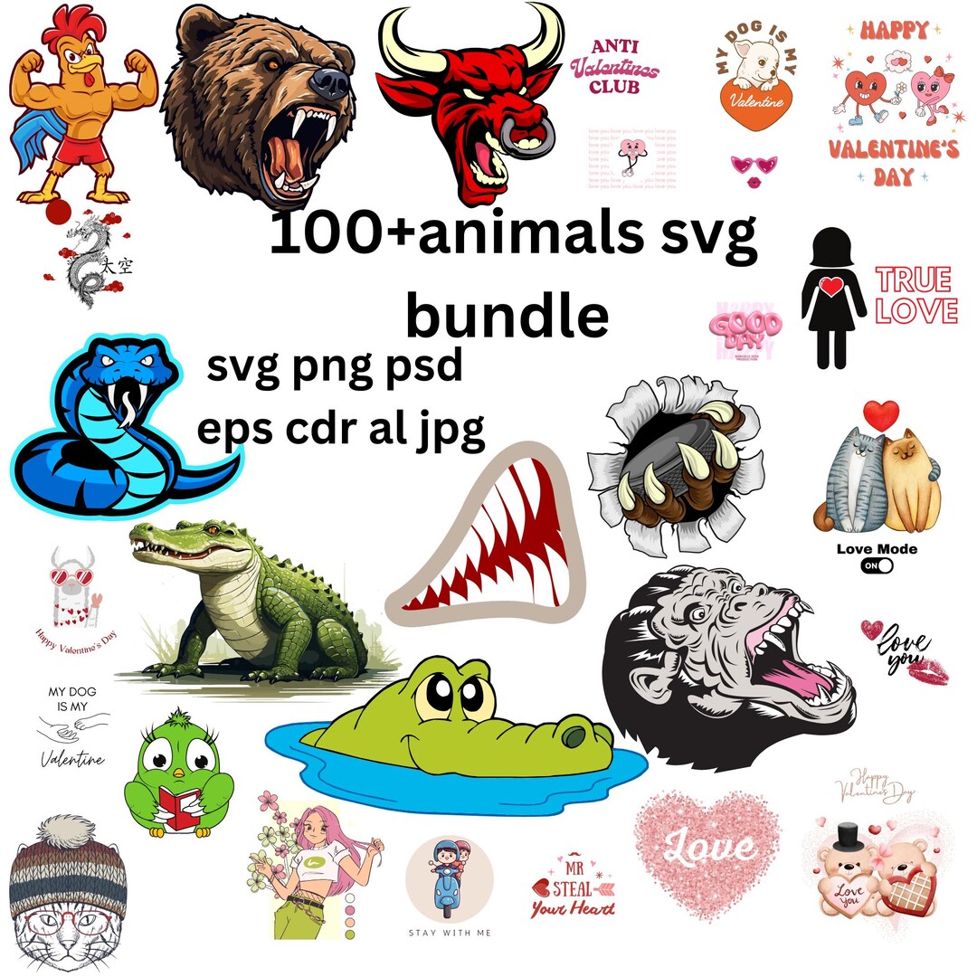 Animals SVG Bundle - 100 High-quality Animal SVG Files for Cricut ...