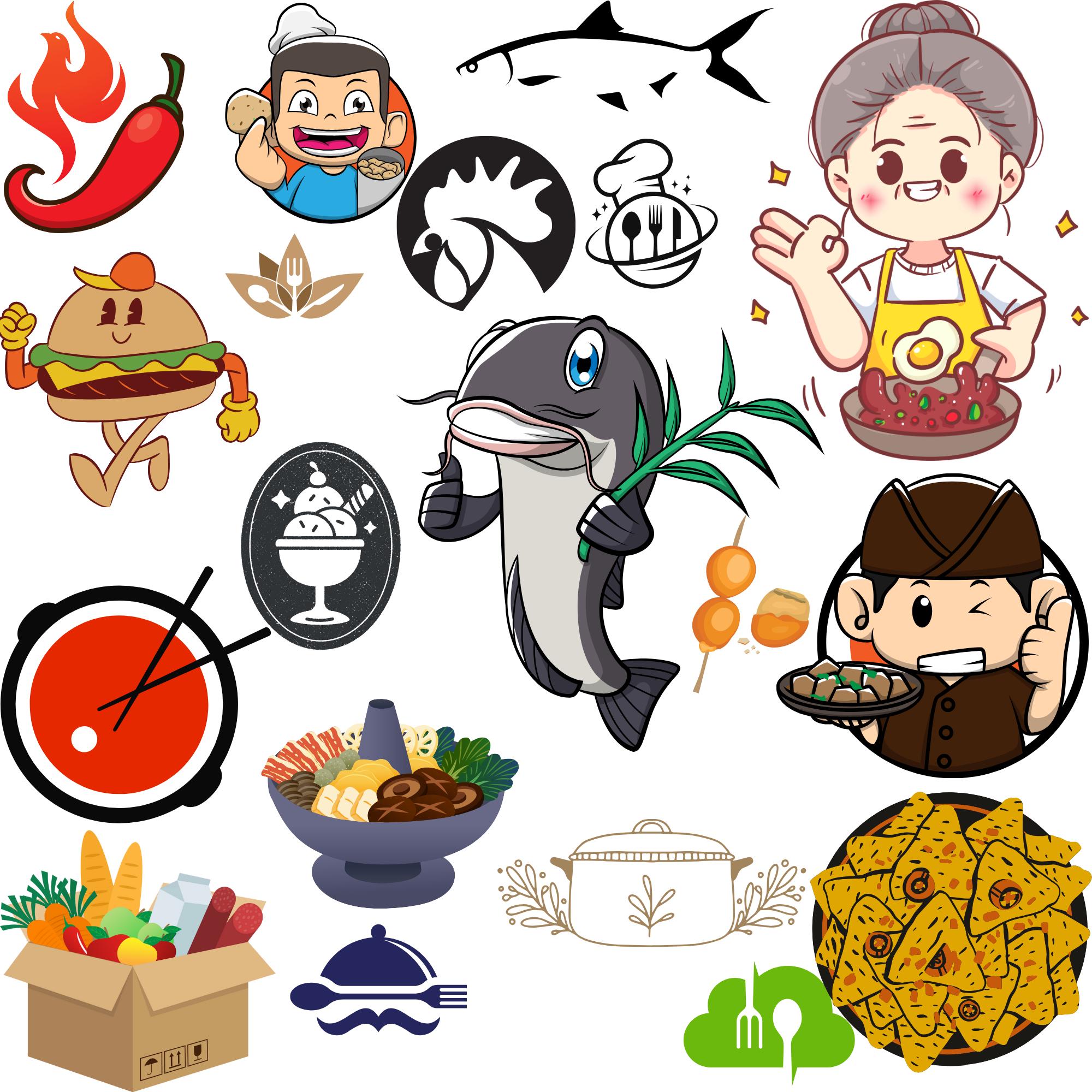 Food Logo SVG Pack - 100 Unique Food Logos for Restaurants, Cafes ...