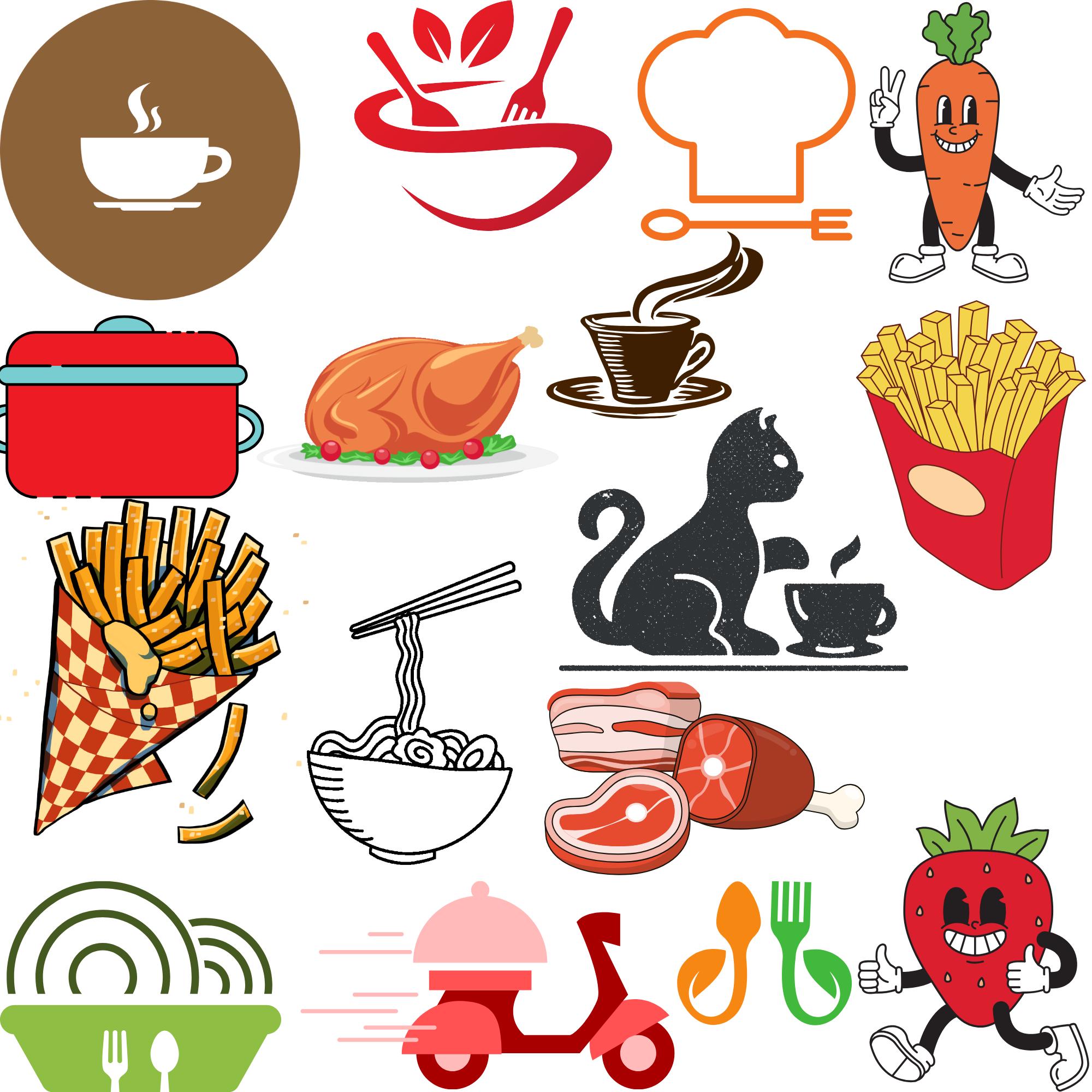Food Logo SVG Pack - 100 Unique Food Logos for Restaurants, Cafes ...
