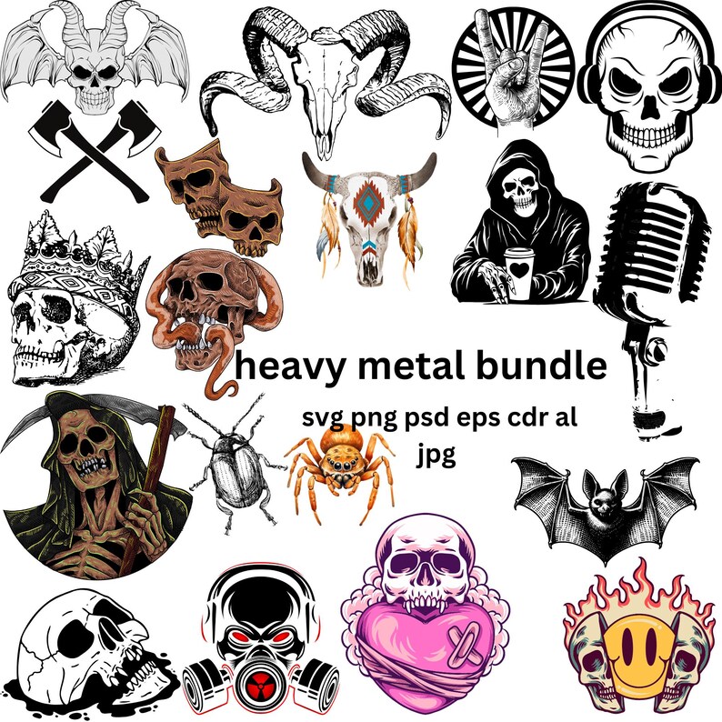 Heavy Metal SVG Bundle - 200 High-quality SVG Files for T-shirts ...