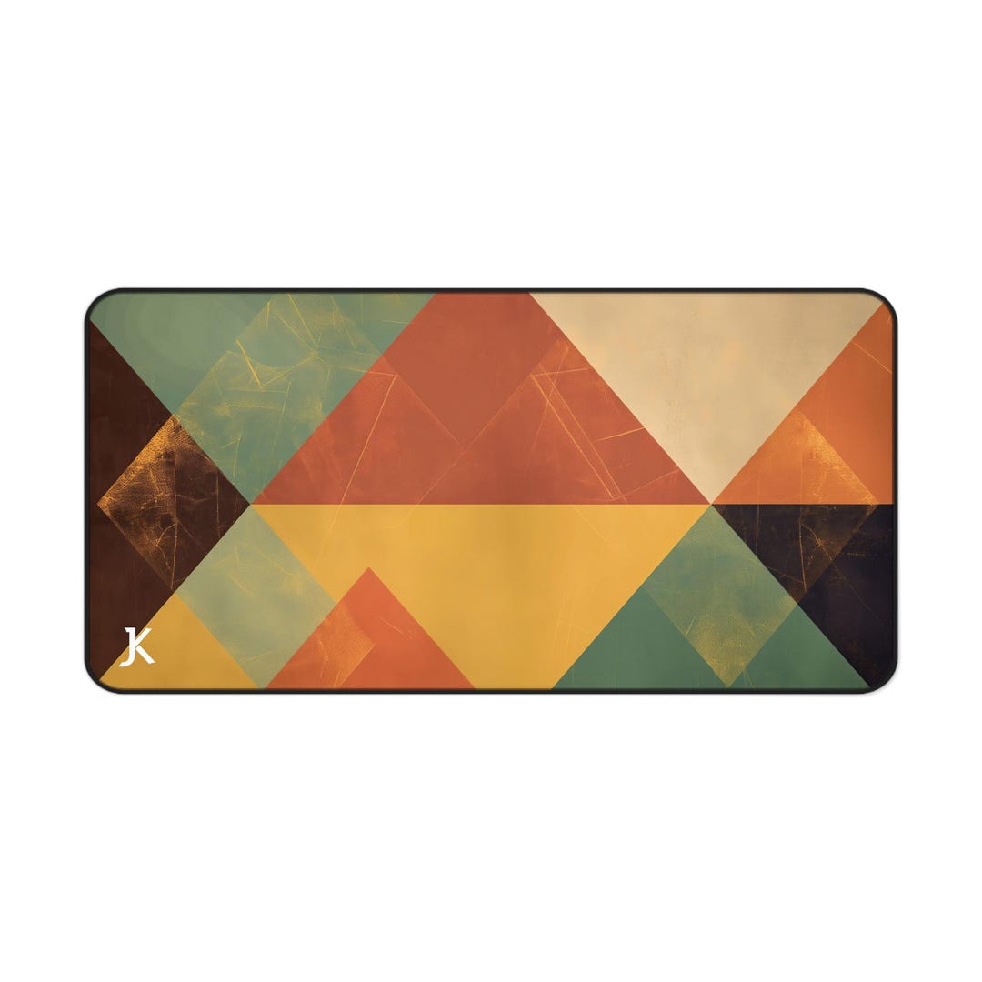 Vintage Geometric Desk Mat for Workspace, Modern Office Decor, Colorful ...