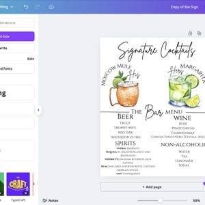 Editable Bar Sign Template – Moscow Mule & Margarita Signature Drinks ...