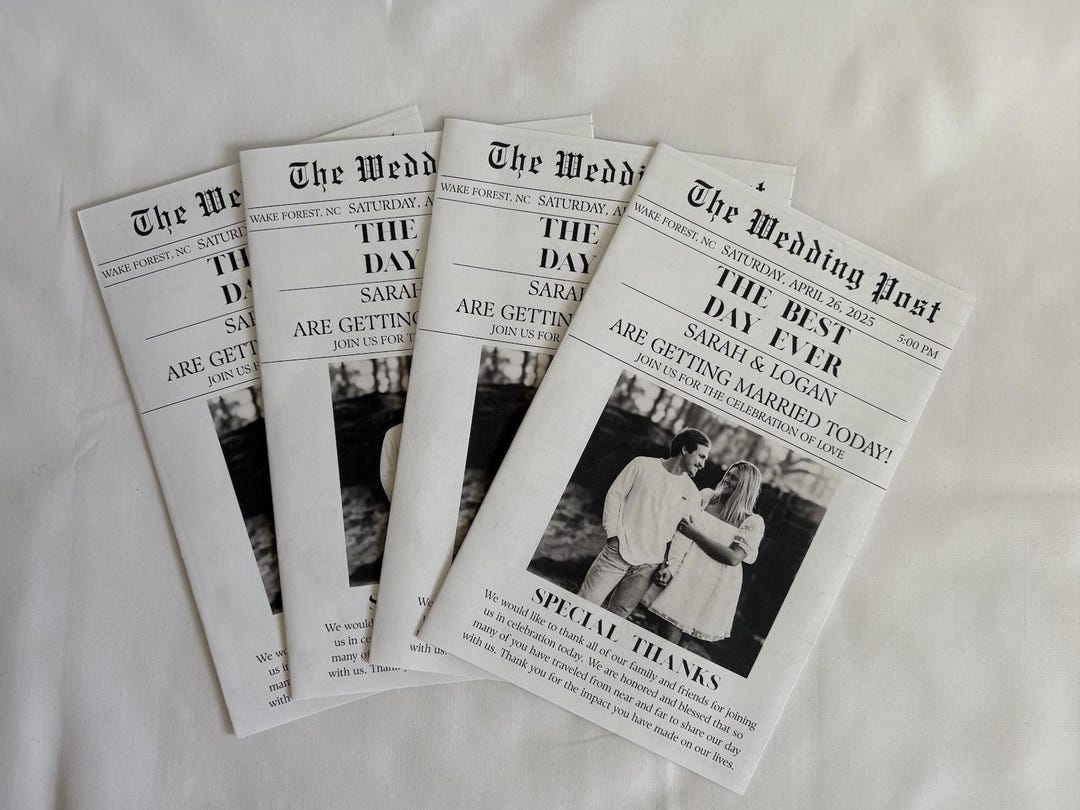 Custom Wedding Newspaper Program Template | DIY Canva Design (digital ...
