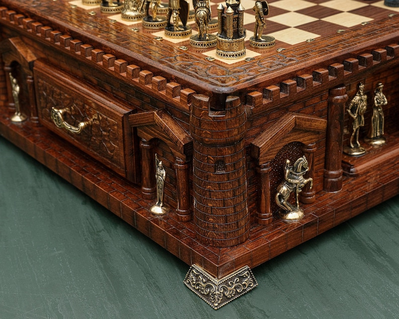 Luxury Chess Board Set With Crusearders Piecess.unique Chess Set.castle ...