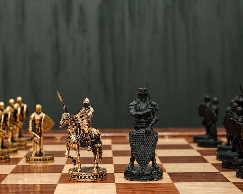 Luxury Chess Board Set With Crusearders Piecess.unique Chess Set.castle ...