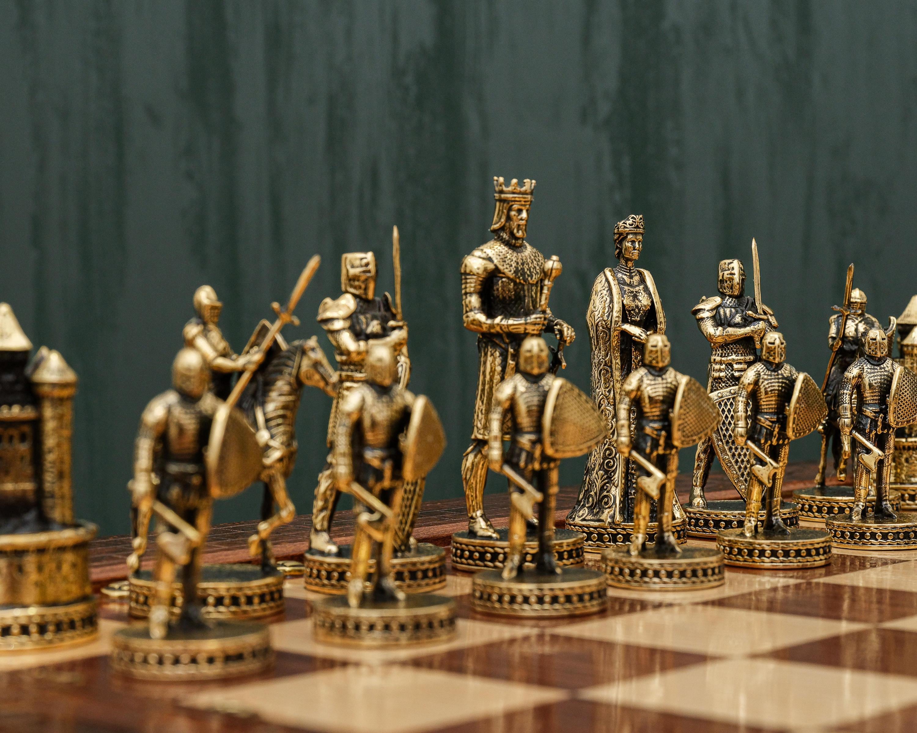 Luxury Chess Board Set With Crusearders Piecess.unique Chess Set.castle ...