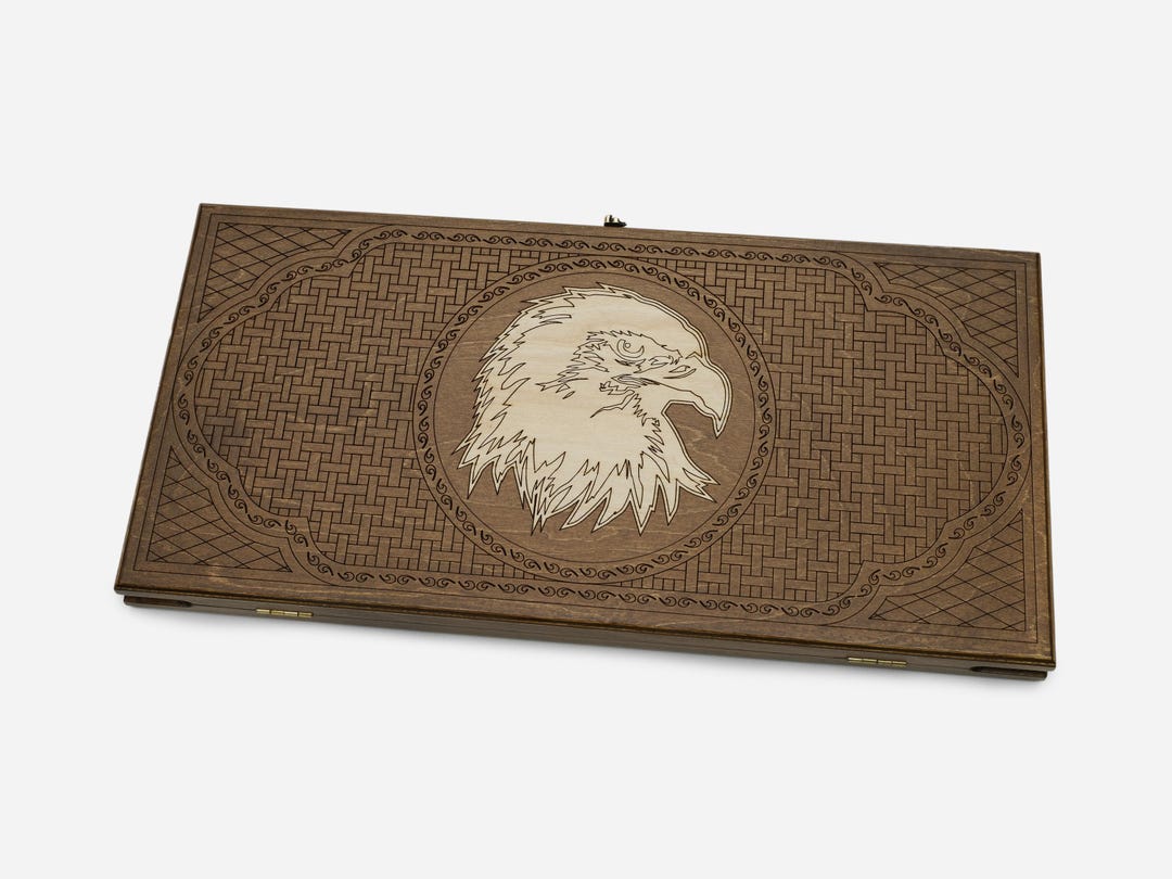 Modern Chess and Backgammon Board Set With Eagle, Handmade Wooden ...