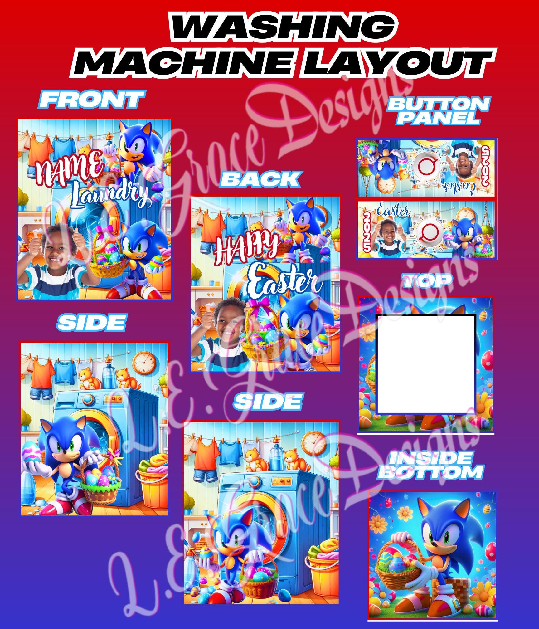 CANVA Sonic Easter Washing Machine Template No Physical Product - Etsy