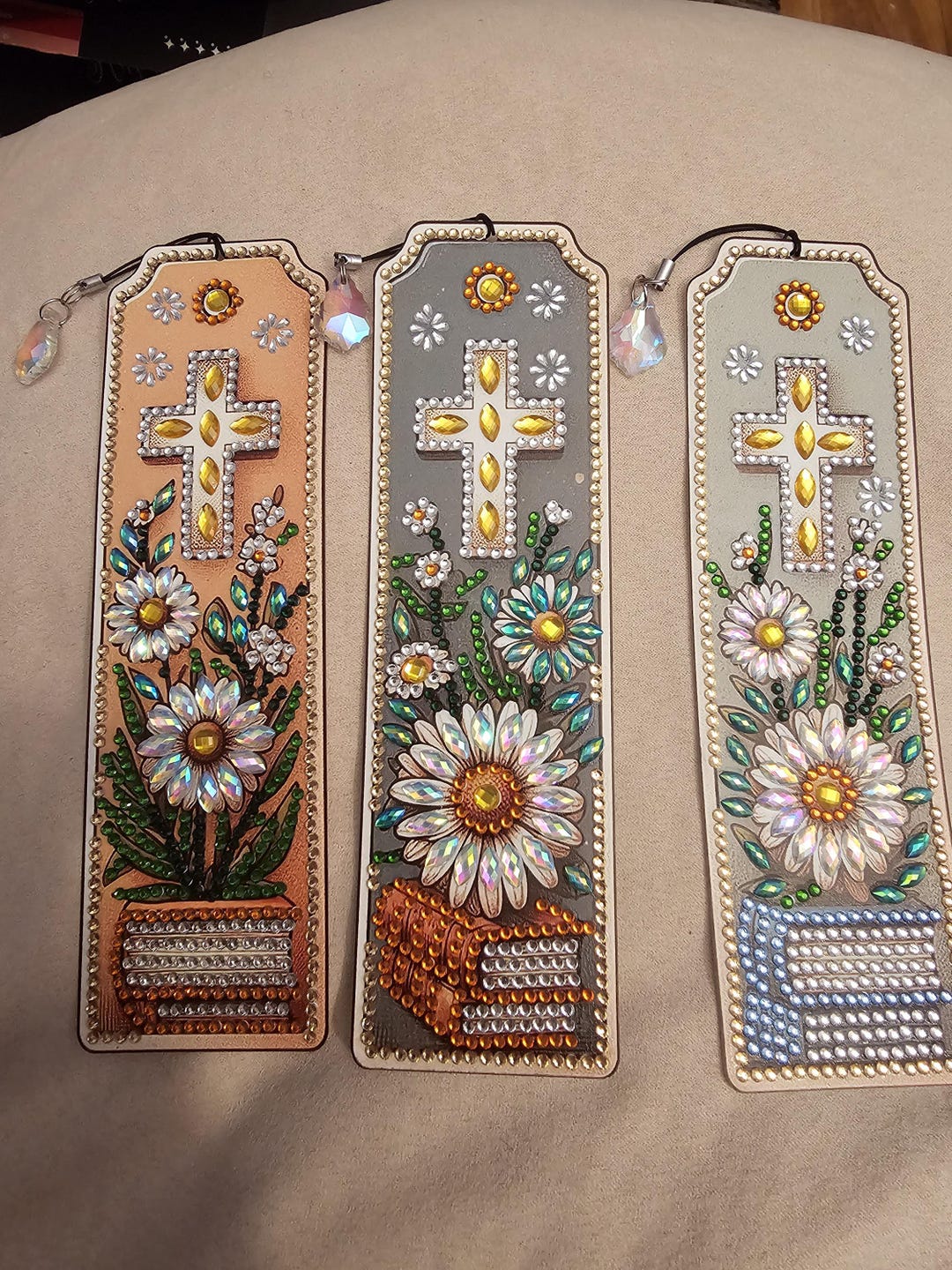 Diamond Art Bookmark: Religious Cross & Floral Design - Etsy