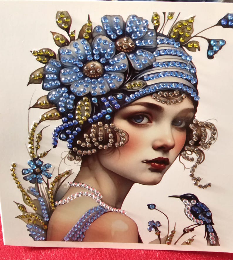 Diamond Art 1920s Flapper Girl Style Blank Greetings Card - Various ...