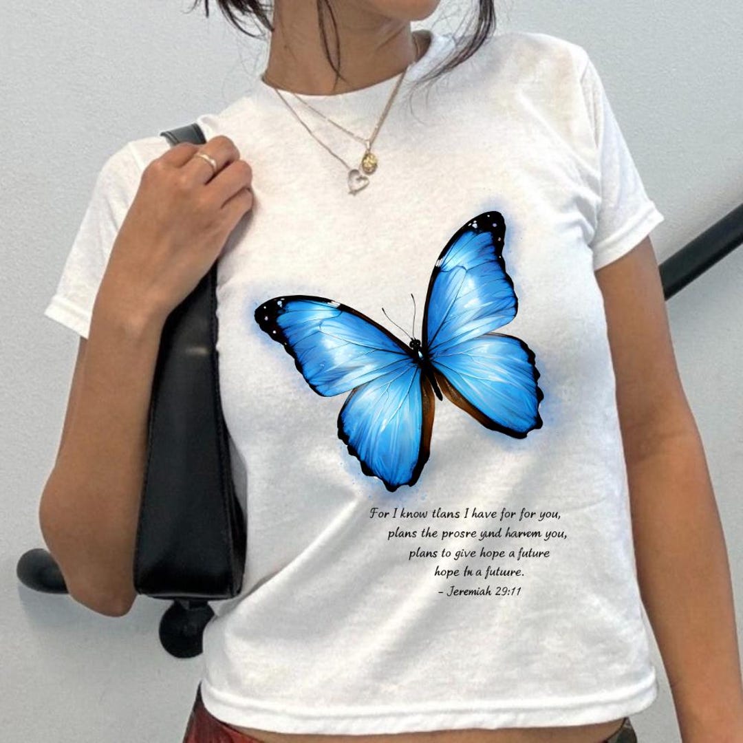 Blue Butterfly Christian Shirt PNG| Jeremiah 29:11 Bible Verse Shirt ...
