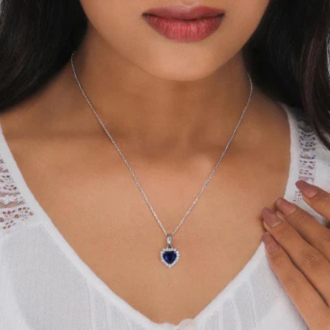 Titanic Pendant , Heart of Ocean Necklace , Crystal Sapphire Necklace ...