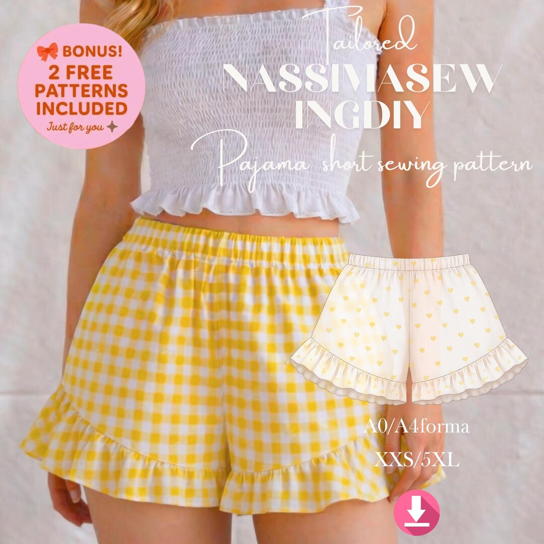 Pajama Shorts Sewing Pattern: Women's Loungewear (PDF Download XS ...