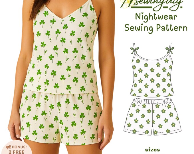 Pajama Set Sewing Pattern Collar Shirt Sewing Pattern Shorts Sewing ...