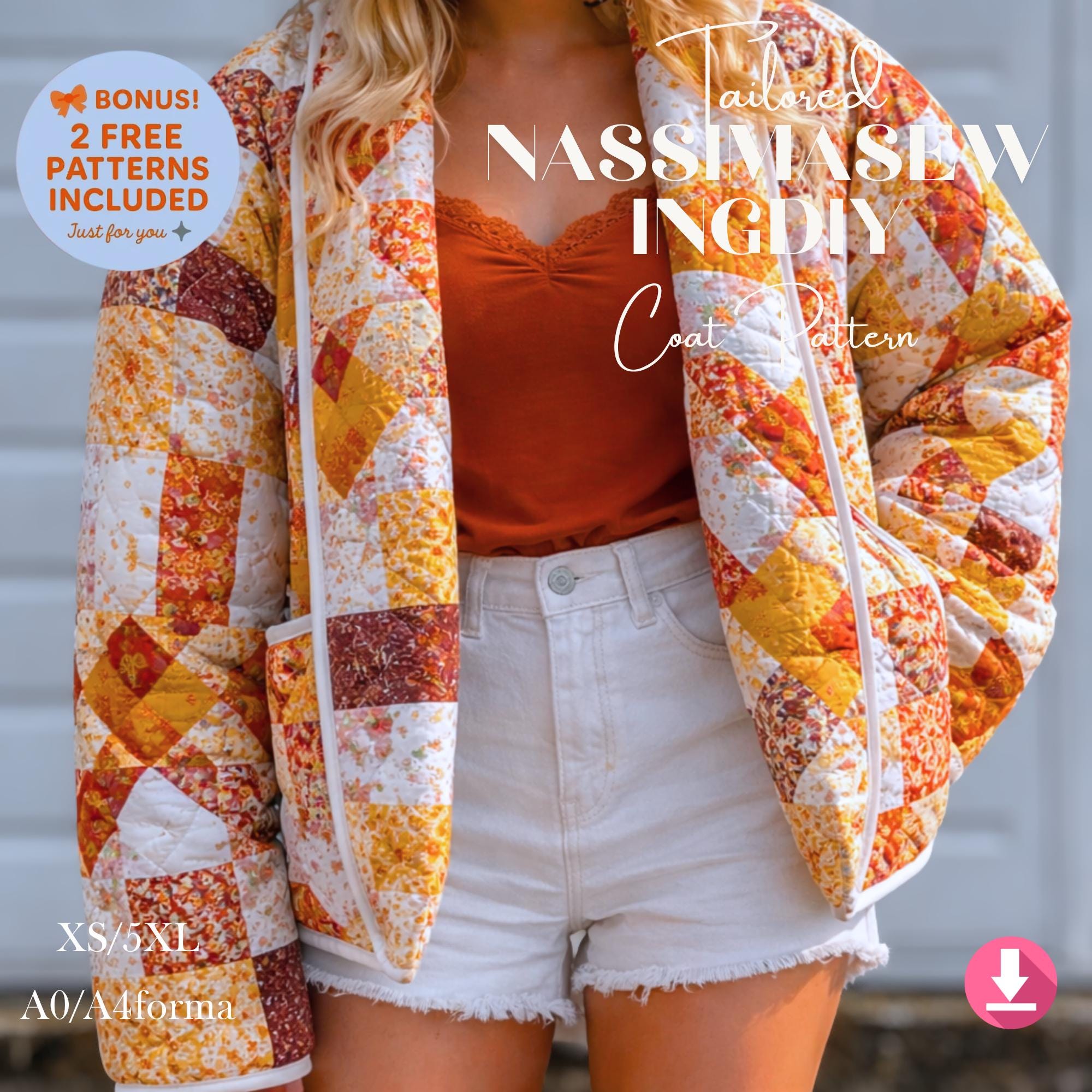 Quilted Patchwork Jacket Sewing Pattern: Women's Overcoat (PDF Pattern ...