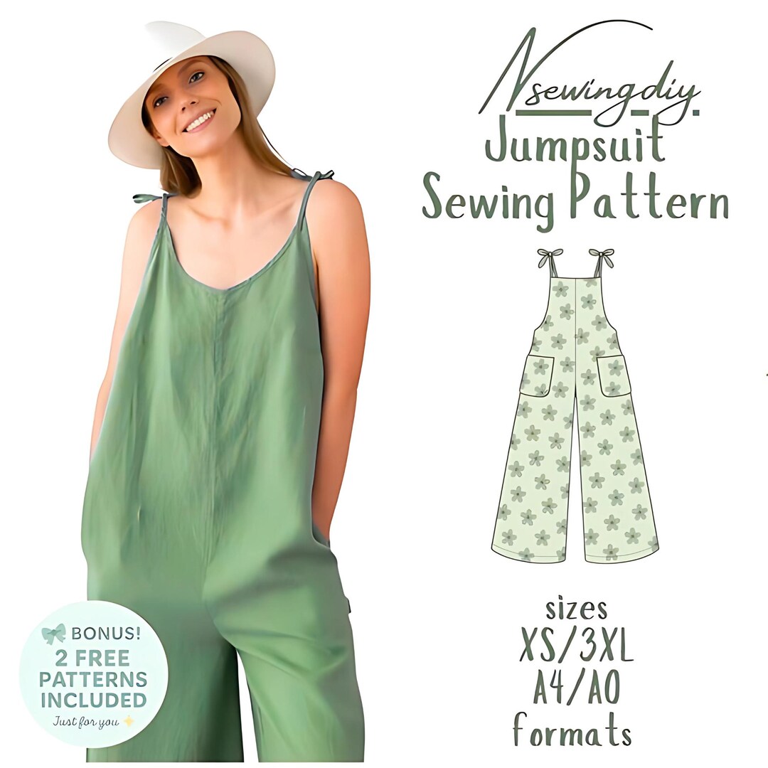 Tie Shoulder Jumpsuit Sewing Pattern – PDF Women’s Jumpsuit Pattern ...