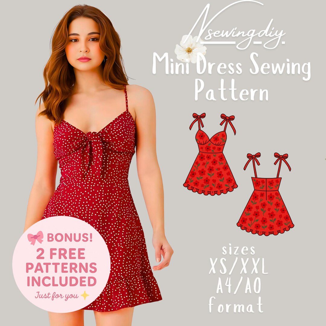 Shift Dress Pattern | Mini Dress Sewing Pattern | Y2K Mini Dress Sewing ...