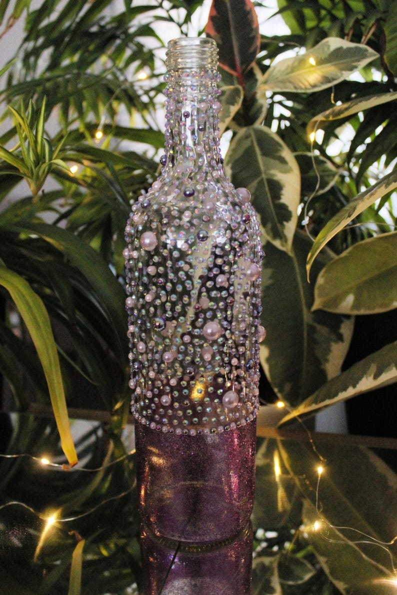 Upcycled and Hand-decorated Glass Bottles - Etsy