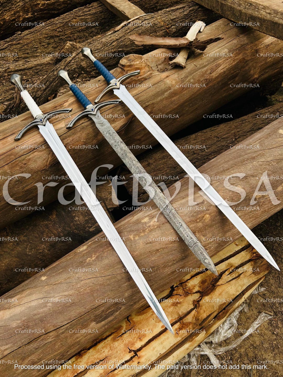 Handmade Damascus Steel Medieval Sword: Cosplay Wall Decor (40 Inches ...